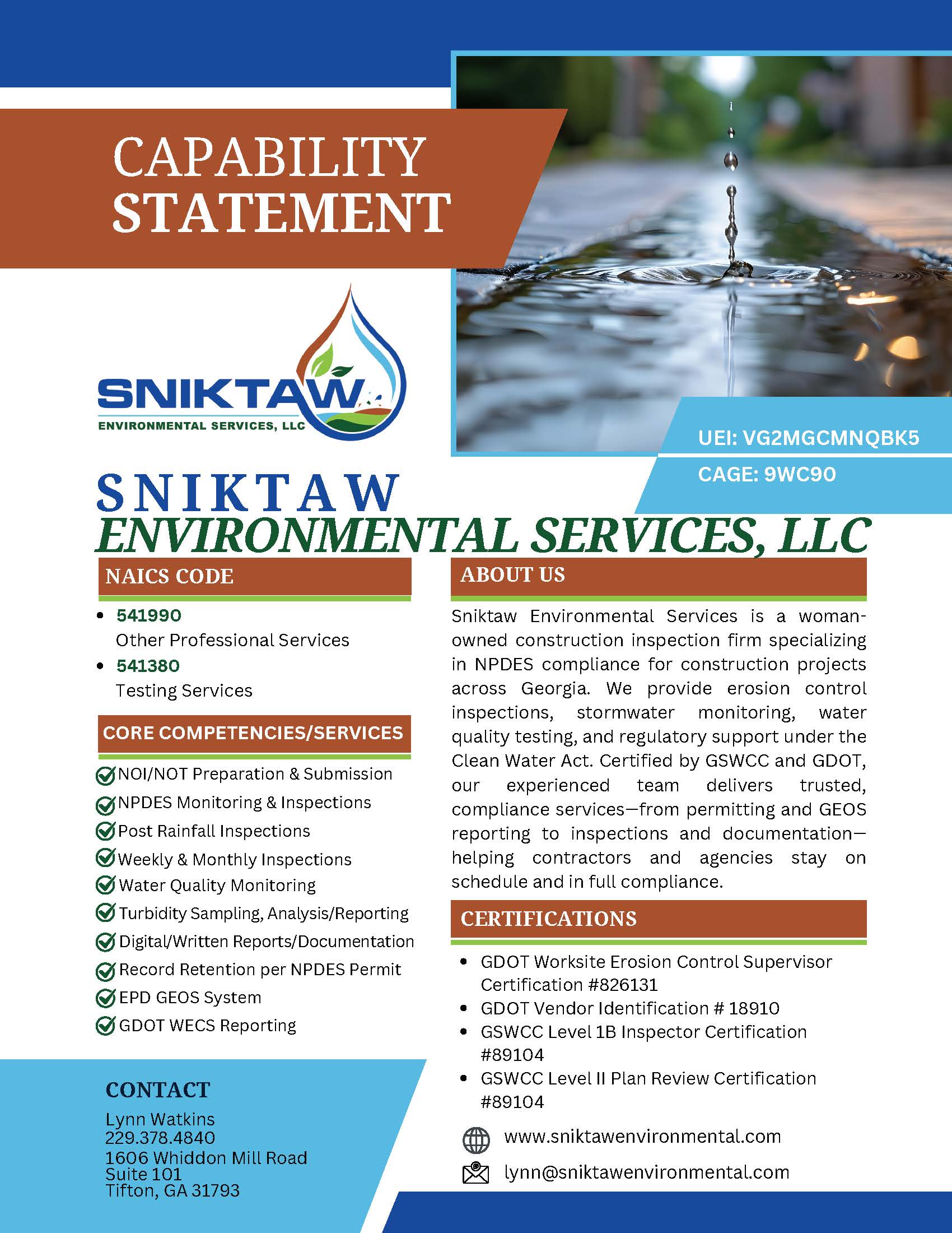 Capability Statement | Sniktaw Environmental Services, LLC